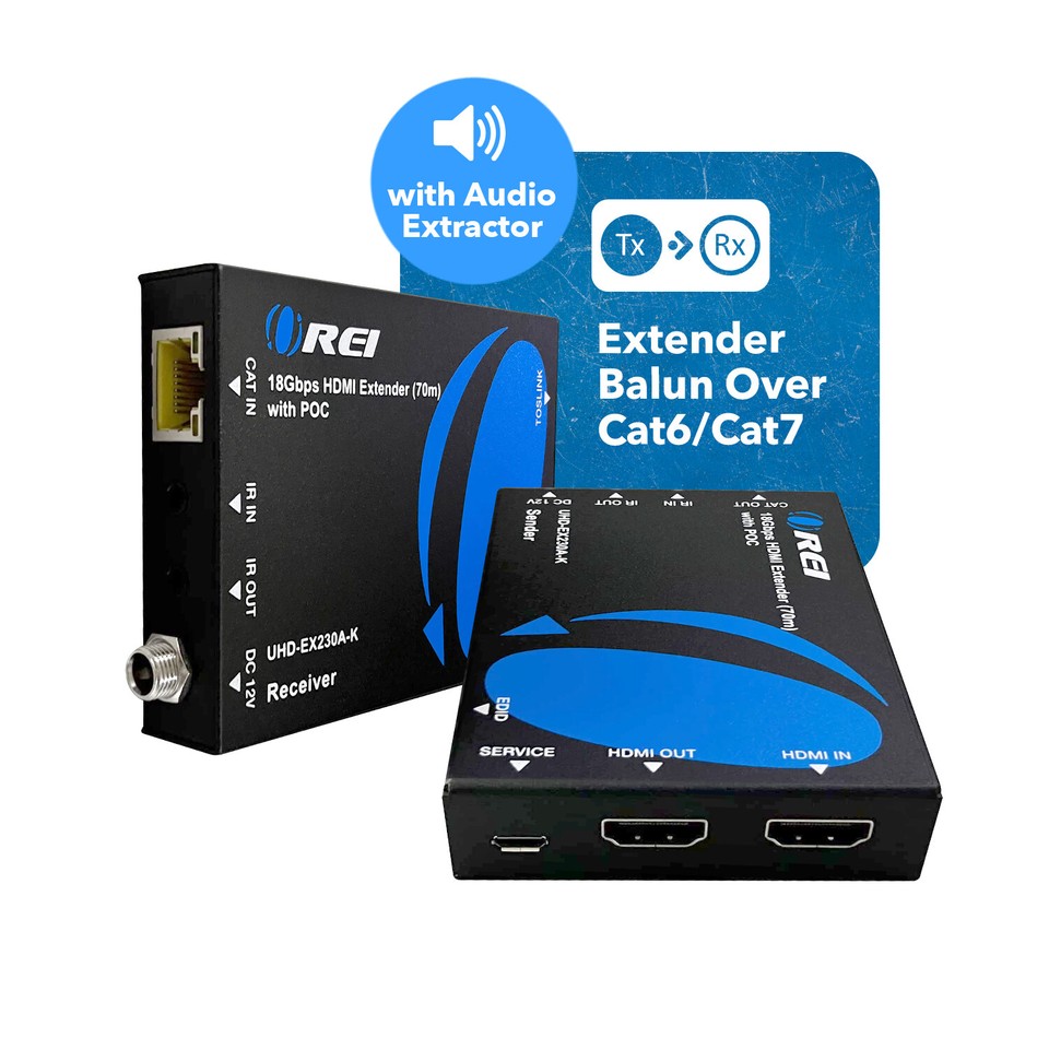 4K HDMI Extender Over CAT6 Audio Extractor Optical IR Upto 230 Ft (UHD ...