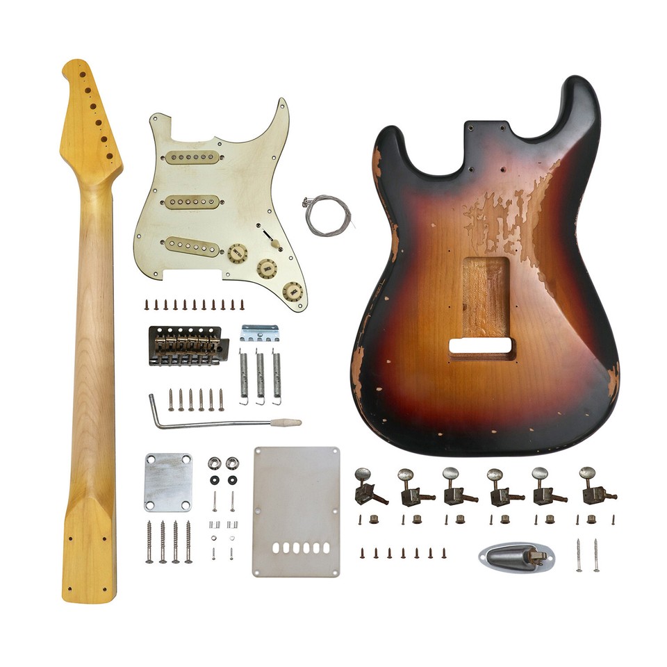 Relic DIY Guitar Kit ST Style Alder Body Rosewood Fingerboard 3 Tone ...