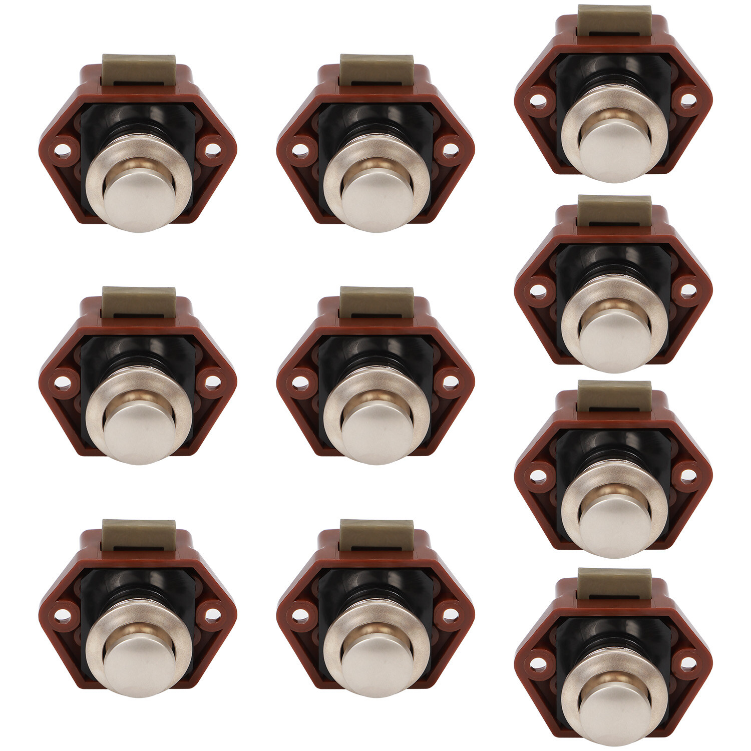 10x Push Button Drawer Cupboard Door Catch Lock Caravan Cabinet Latch ...