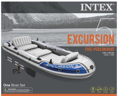Intex Excursion 5 5-Person Inflatable Boat Set, Oars & Pump, New | eBay