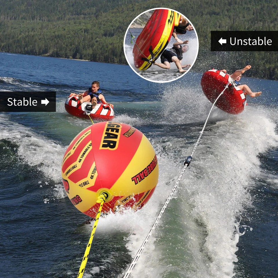 Towable Tube Ball With Rope 62.34 Feet for Boating Water Skiing Tow ...