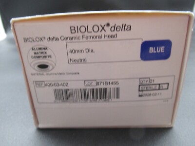 DJO BIOLOX Delta Ceramic Femoral Head 40mm Dia (2028-02-11) 400-03-402 ...
