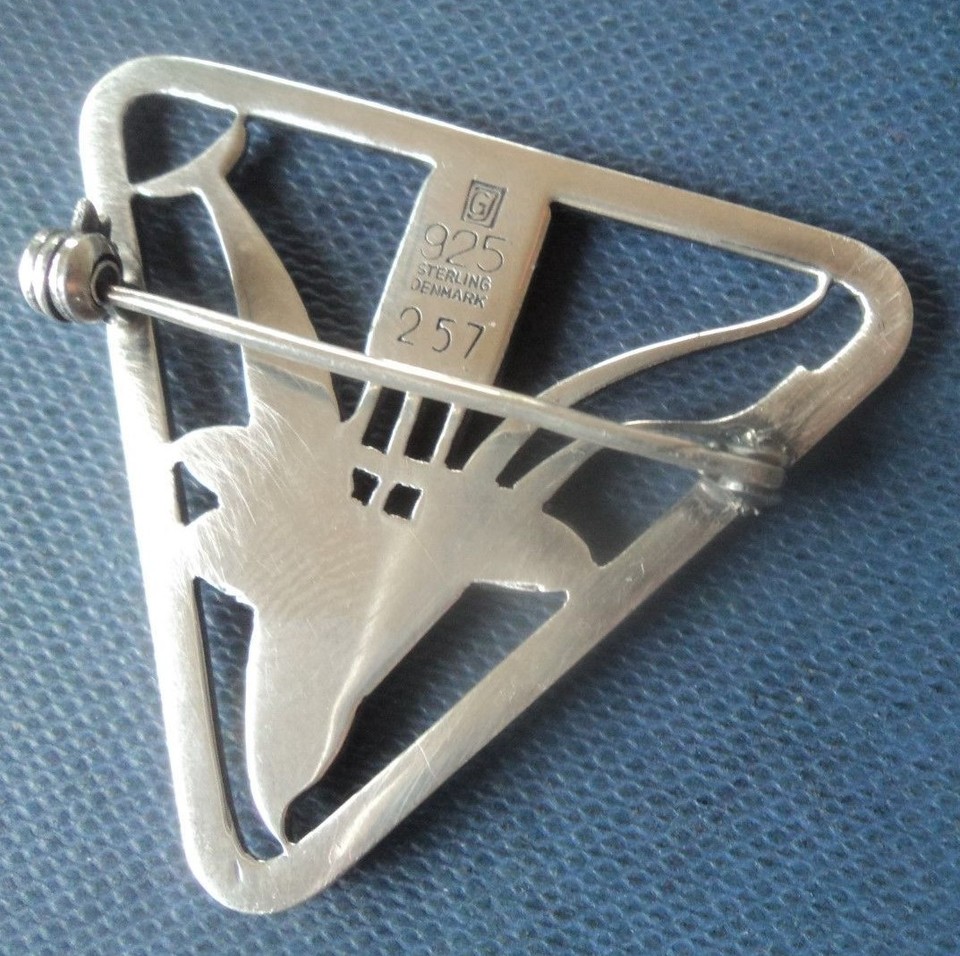 Georg Jensen Danish Stg. Dolphin Brooch no. 257 Early Mark - Denmark c ...
