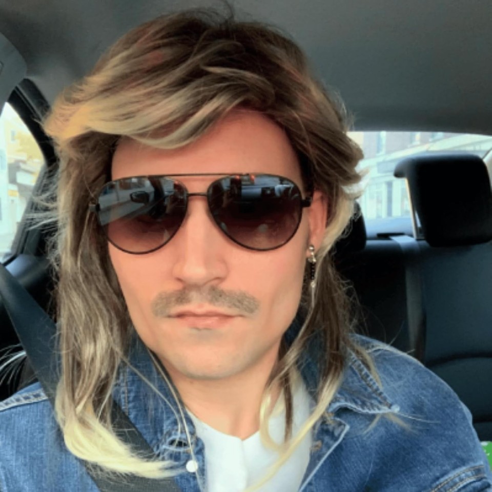 Blonde Mullet Wig for Men Costume Hairpiece Retro 70s 80s Halloween ...