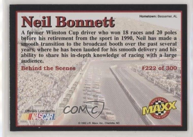 1992 Maxx 5th Anniversary Neil Bonnett #222 HOF | eBay