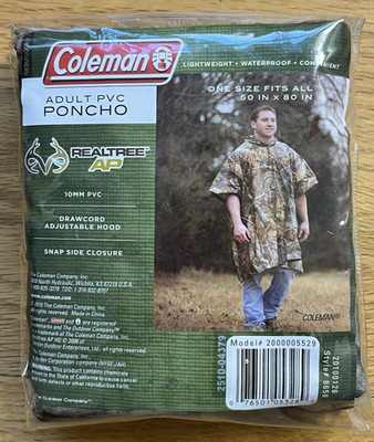 New NIP Coleman Adult PVC REALTREE Camouflage Hunting Poncho 50 x 80 | eBay