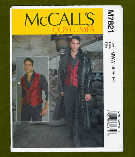 Men's Long Coat/Duster & Vest Sewing Pattern Costume (Sizes 38-44 ...