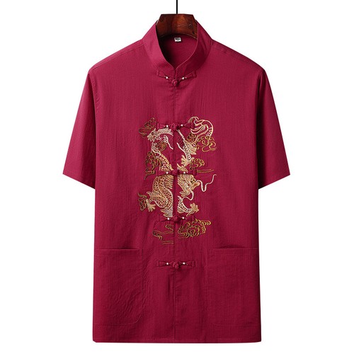 Mens Traditional Chinese Tang Suit T-shirt Pants Set Martial Arts ...
