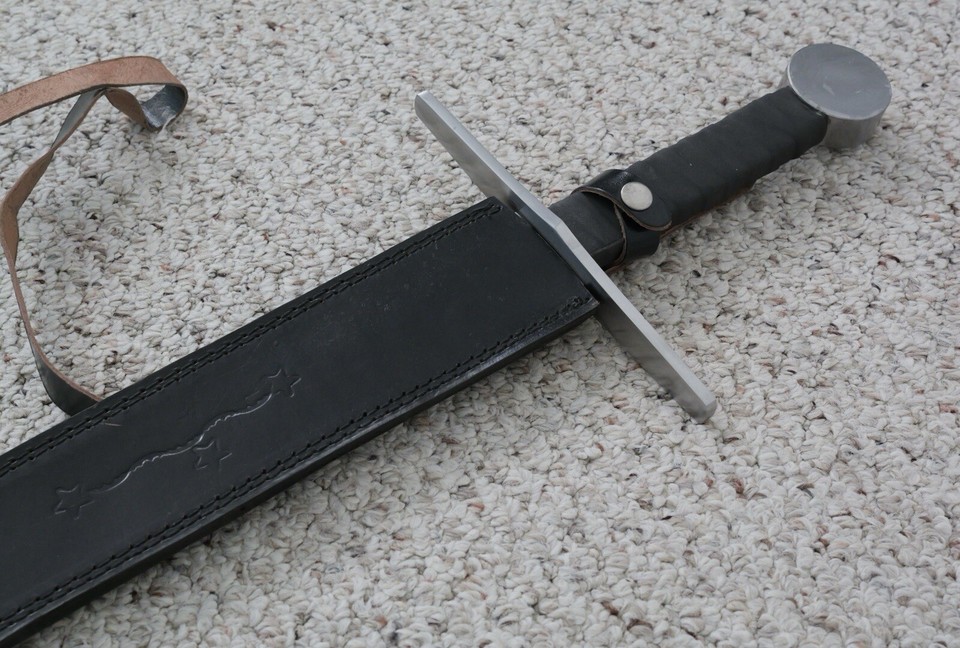 40” Medieval Longsword One Handed Full Tang Leather Handle Handforged ...