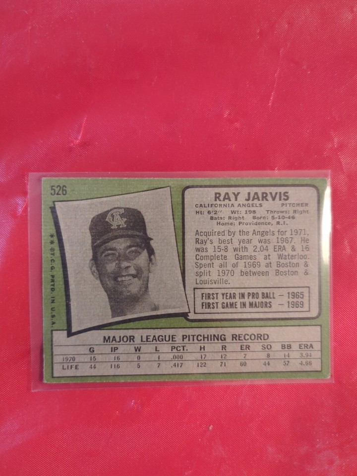 1971 Topps - #526 Ray Jarvis California Angels | eBay