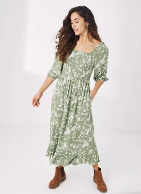 FAT FACE Adele Floral Shirred Midi Dress. Size UK 12 . *excellent* RRP ...