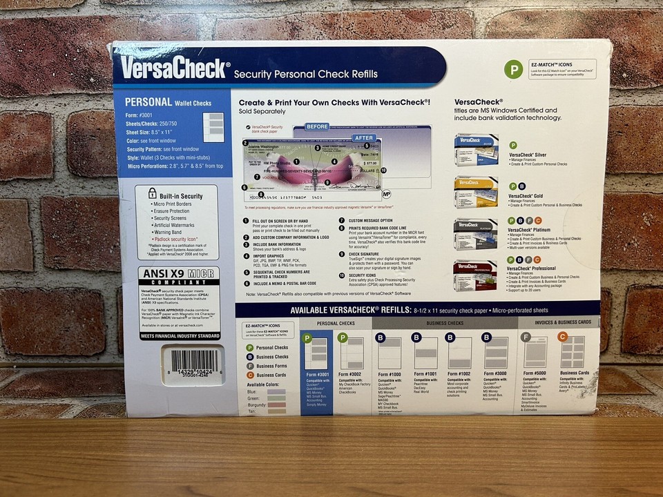 VersaCheck Security Personal Check Refills ~ Personal Wallet Checks ...