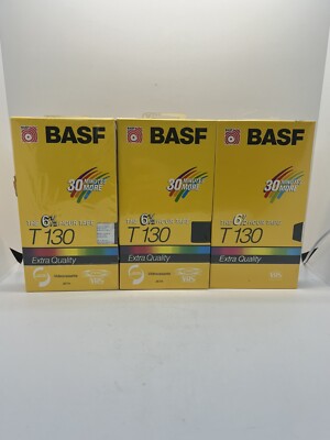 LOT OF 3 BASF T130 6 1/2 HOUR EXTRA QUALITY BLANK VHS TAPES ~NEW~ (B ...