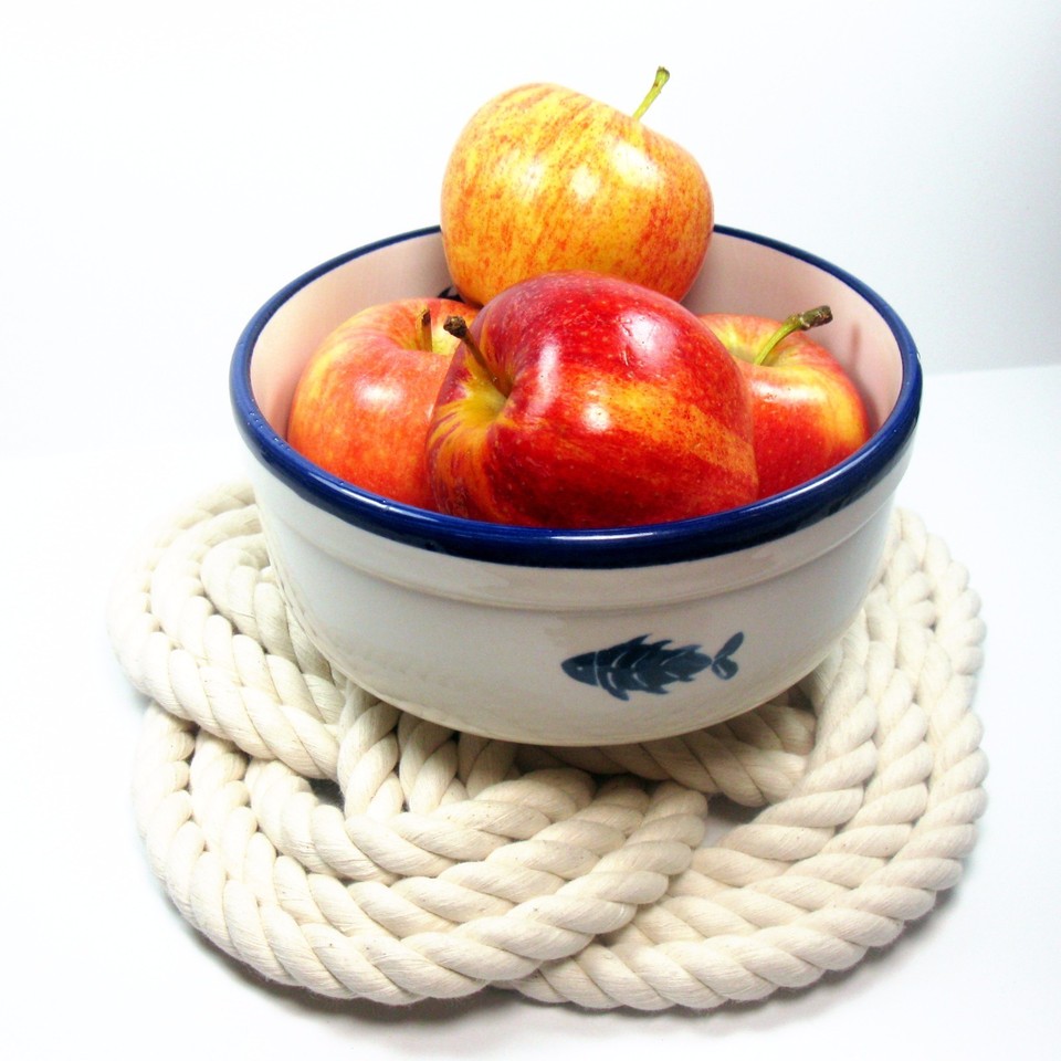 Mystic Knotwork: Nautical Sailor Knot Large Rope Trivet, Natural White ...