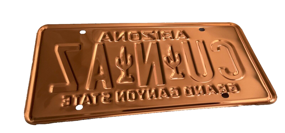 CU N AZ Arizona License Plate Booster Vintage copper / STEEL 9 oz see ...