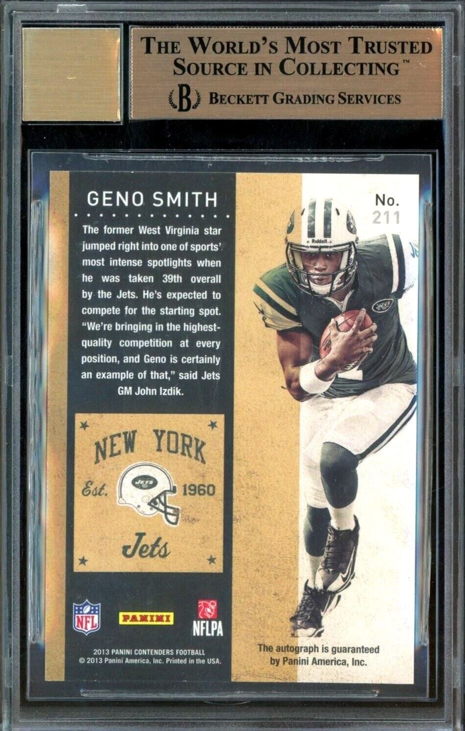 BGS 9.5 Rc Geno Smith Auto 2013 Panini Contenders 211A Rookie Signed ...