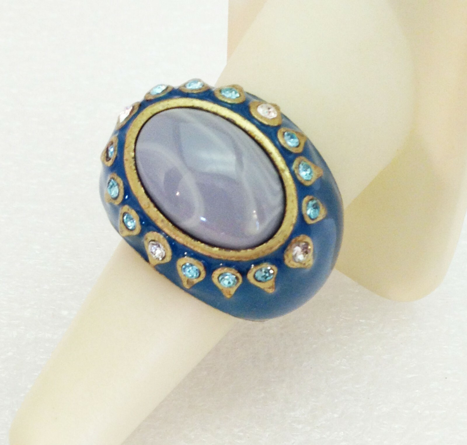 Lia Sophia TAJ MAHAL Teal Band Blue Stone Ring Sz-7 - Gem
