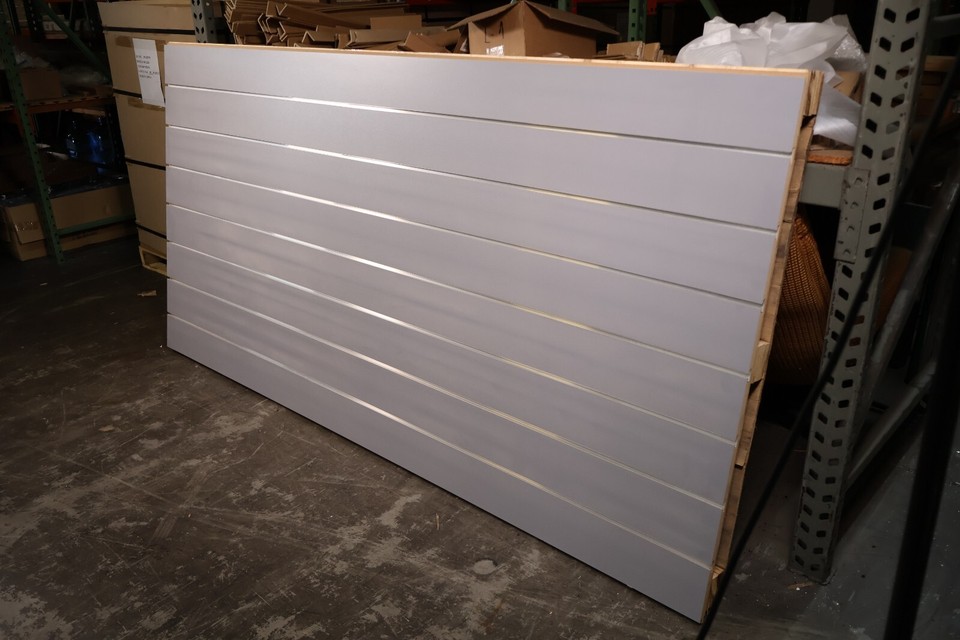 Slatwall Panels Gray 4x8 w/ Metal Inserts 6" Spacing IN-STOCK & SHIPS ...