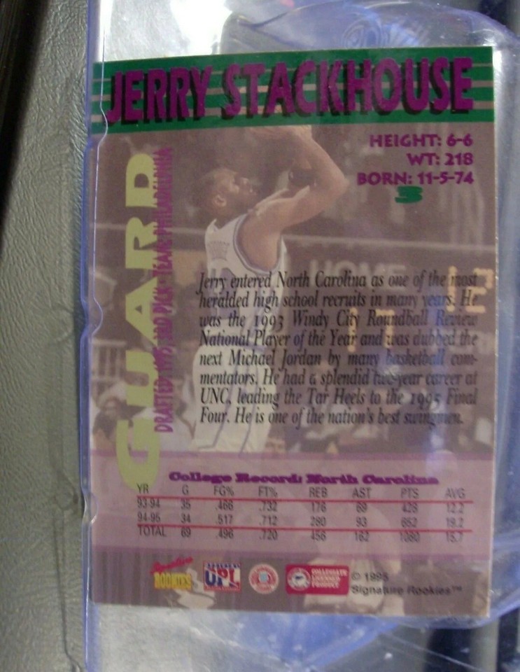 1995-96 Signature Rookies Draft Day /3000 Jerry Stackhouse (42053) | eBay