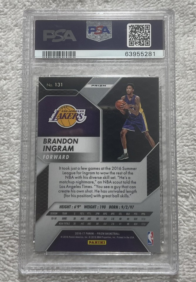 2016-17 Panini Prizm Silver Brandon Ingram #131 Rookie RC PSA 10 GEM ...