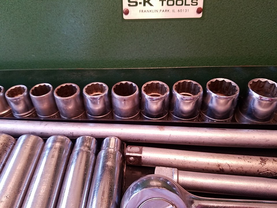 SK TOOLS SK WAYNE SK 1/2" DRIVE SAE SOCKET SET 27 PC 12 PT W/METAL BOX ...