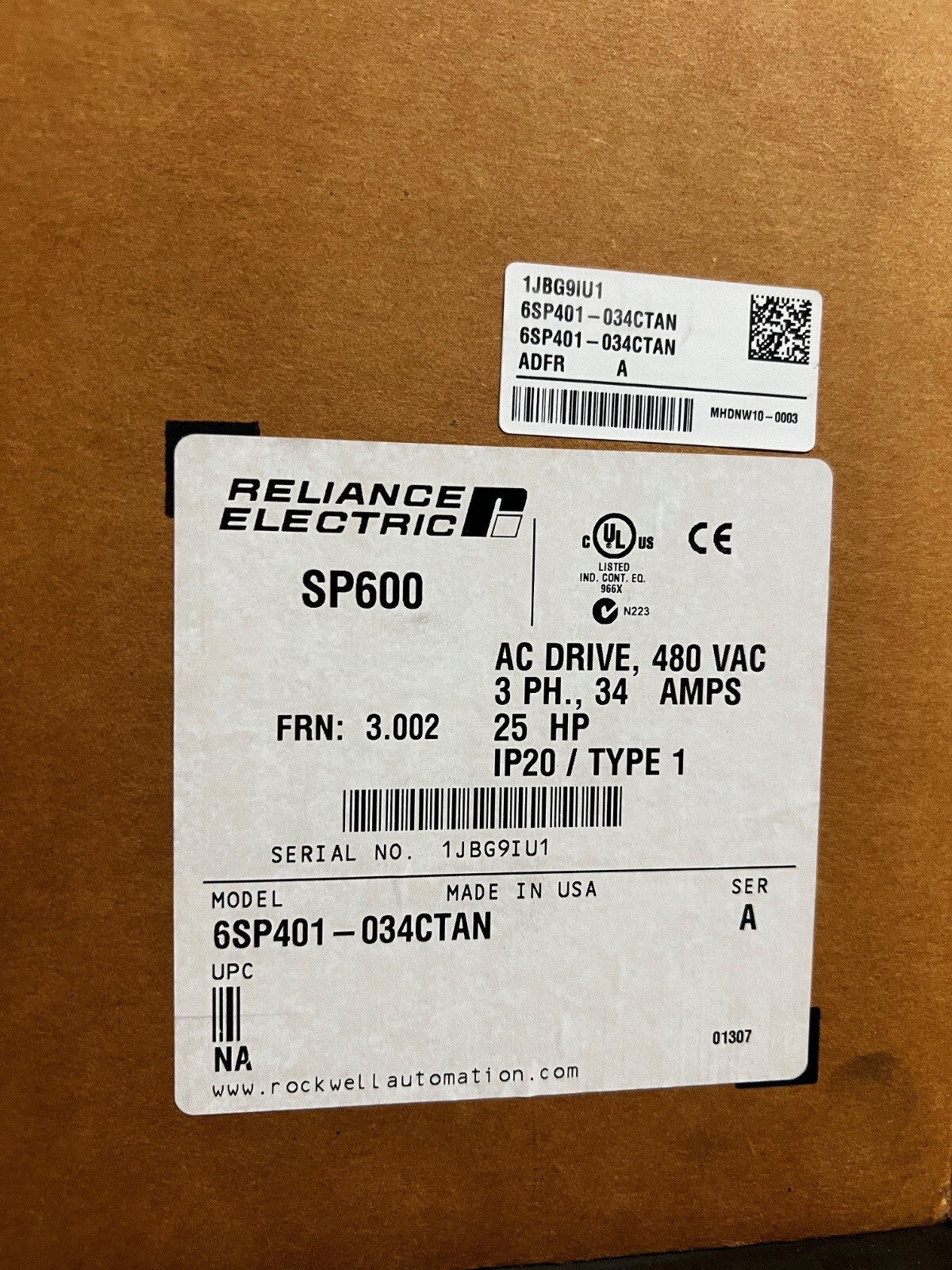 Reliance Electric SP600 AC Drive 480VAC 3PH, 34 AMPS, 25HP 6SP401 ...