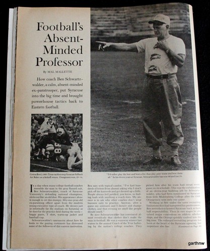 SYRACUSE ORANGE FOOTBALL 1960 PICTORIAL COACH BEN SCHWARTZWALDER * ART ...