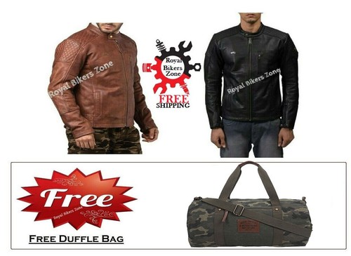 ROYAL ENFIELD "SPIRIT LEATHER JACKET BROWN & BLACK All Season" | eBay