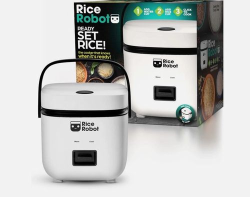Rice Robot 4 Cup White Space Saving Rice Cooker with Ceramic Nonstick ...