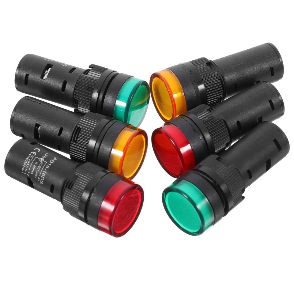6Pcs Panel Mount LED Signal Light Red Green Indicator | eBay UK