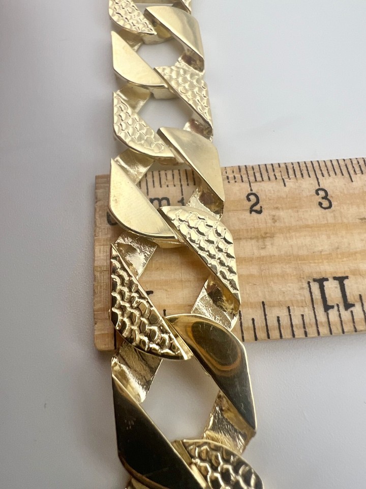 9ct Solid Gold Chaps Bracelet 8.5 INCH - 16MM Flat Curb FULL UK ...