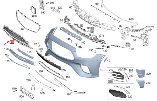 NEW MERCEDES-BENZ E C238 FRONT BUMPER LOWER CENTER GRILLE A2138852703 ...
