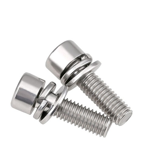 304 Stainless Steel Hex Socket Cap Head SEMS Screws With Flat Spring ...