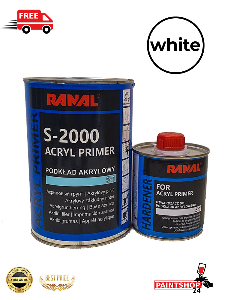 Filler Primer WHITE 2K High Build Primer kit 1L 5:1 CAR BODY PAINT ...