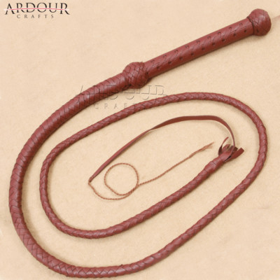 Cow Hide Leather BULL WHIP 06 Feet Long 12 Plaits Brown Indiana Jones ...