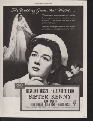 1946 SISTER KENNY ROSALIND RUSSEL ALEXANDER KNOX NURSE MOVIE STAR AD ...