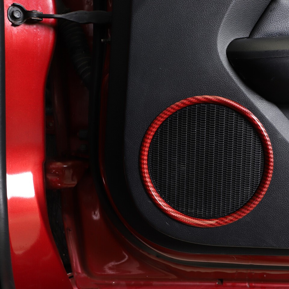 For Ford Mustang 2015-2023 Red Carbon Fiber Door Speaker Horn Panel ...
