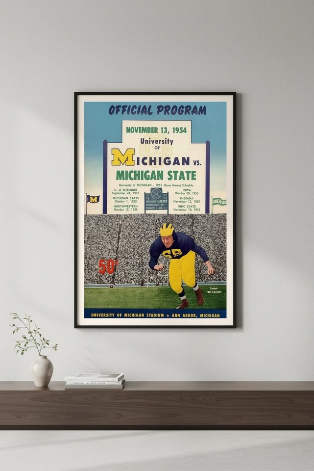 🏈 Retro 1954 Michigan vs. Michigan State Football Poster - 24x36 ...