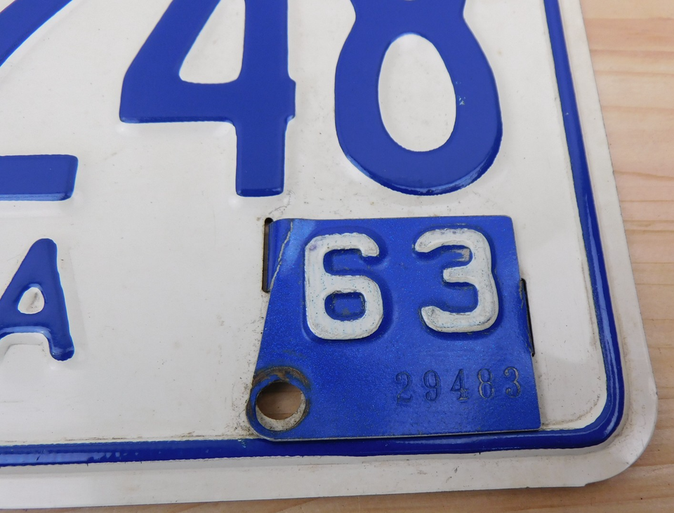 Vintage Original 1962 Alaska License Plate Tag # 67248 W/ 1963 Renewal ...