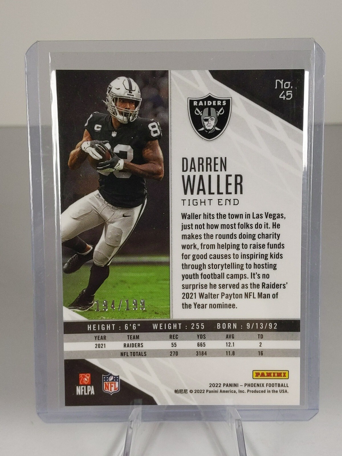 2022 Panini Phoenix NFL Pink Parallel 194/199 Darren Waller Las Vegas ...