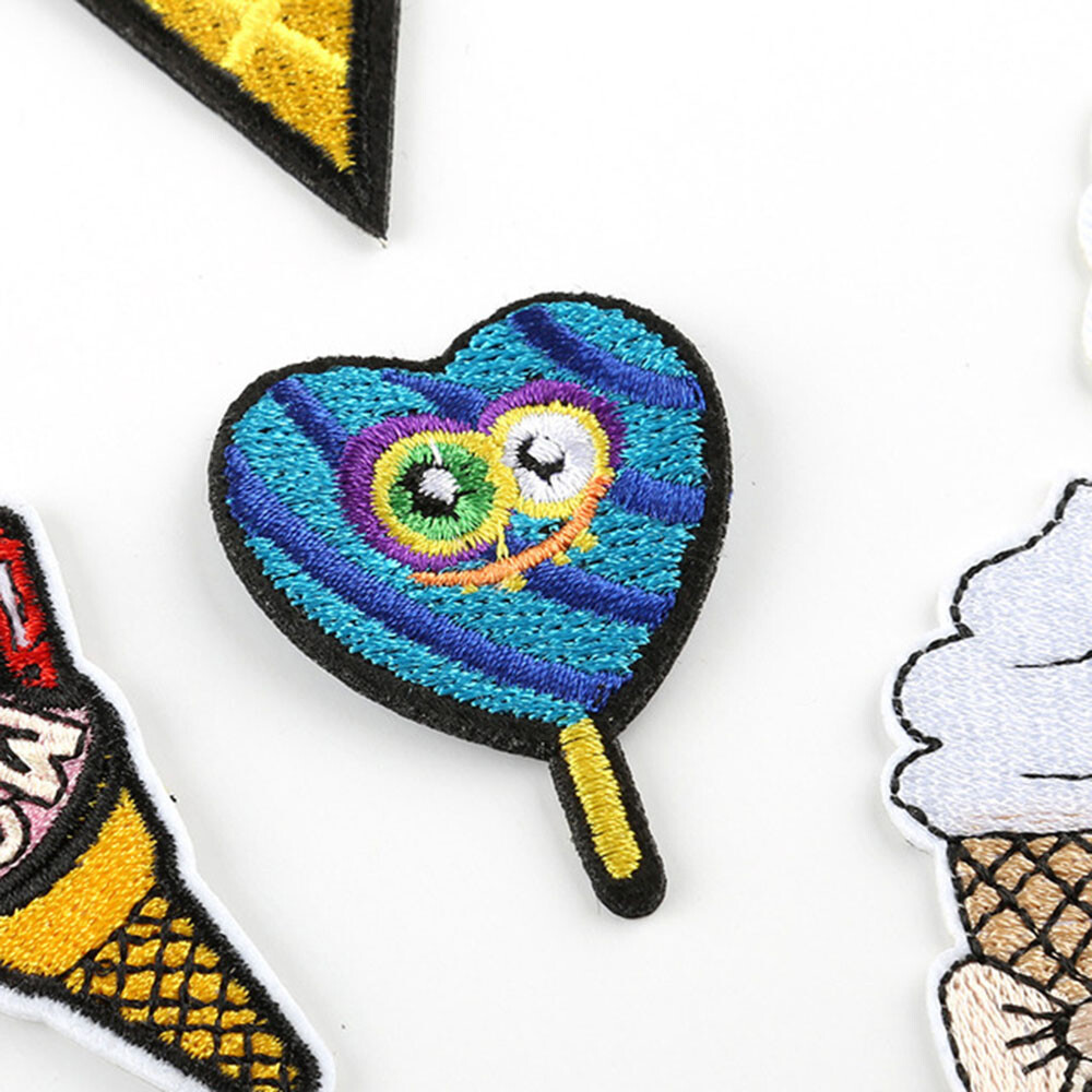 20 pcs DIY Ice Cream Embroidered Patches Colourful Iron on Sew On Sweet ...