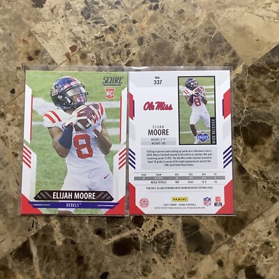 Elijah Moore 2021 Score Football Rookie RC Card #337 Ole Miss Rebels ...