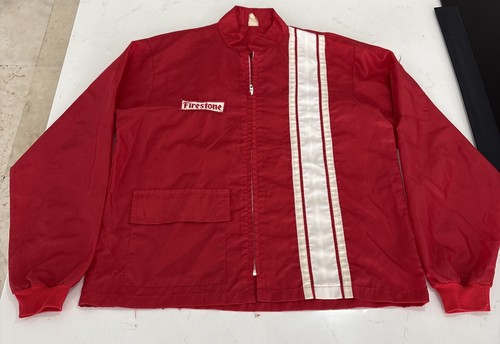 VINTAGE 60s-70s FIRESTONE RED RACING NYLON JACKET WINDBREAKER SIZE L ...