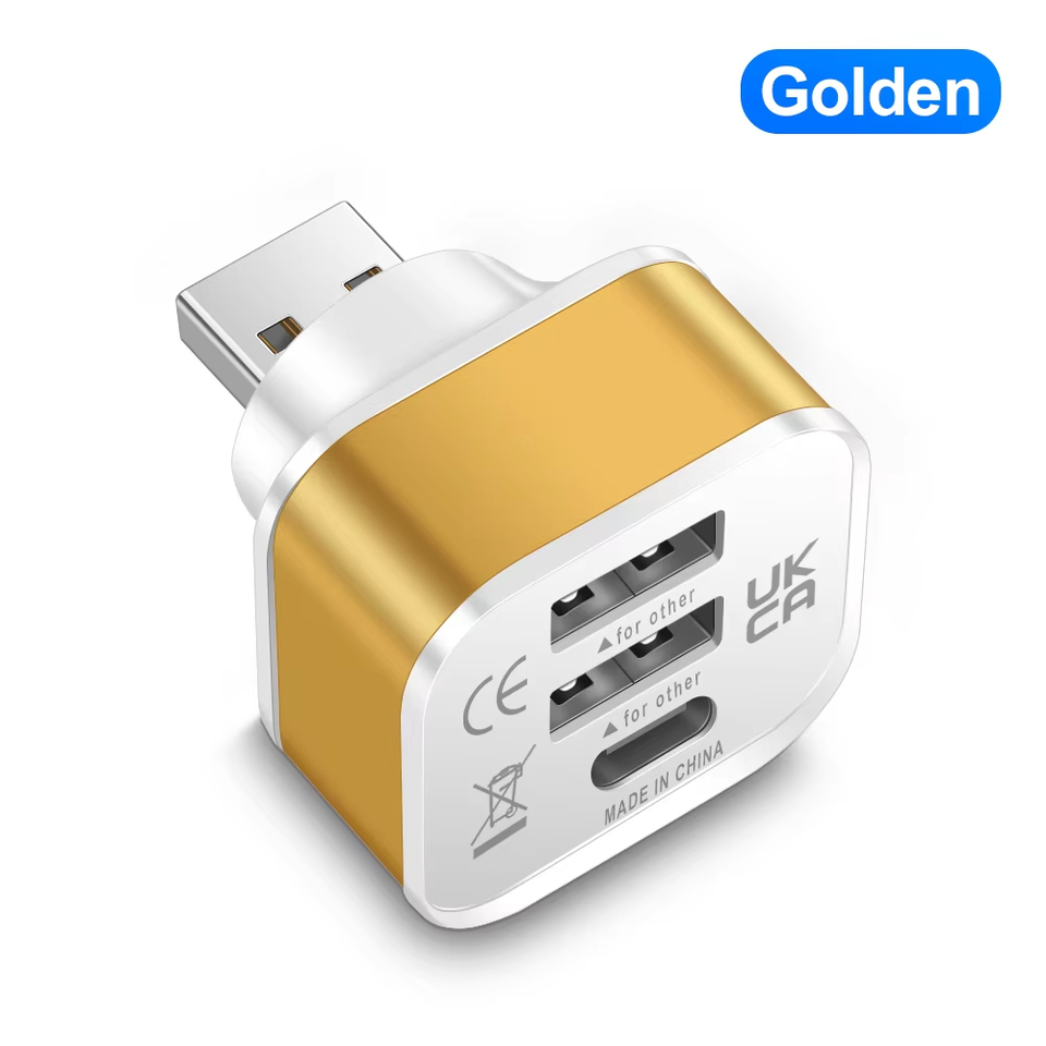 2X 3-Port USB-A + USB-C Caricatore Espansore Splitter Hub Adapter ...