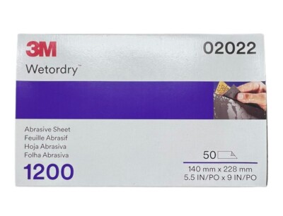 3M Wetordry Abrasive Sandpaper Sheet (02022, 2022), 1200 Grit, 50 Count ...