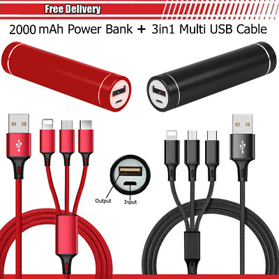 Original 2000mAh Power Bank Portable USB Charger Pack & Multi USB ...