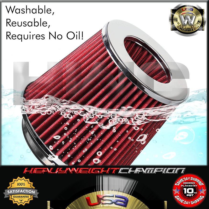 JDM Red 3" in 76mm Cold Air Intake Cone Filter for Short Ram Turbo ...
