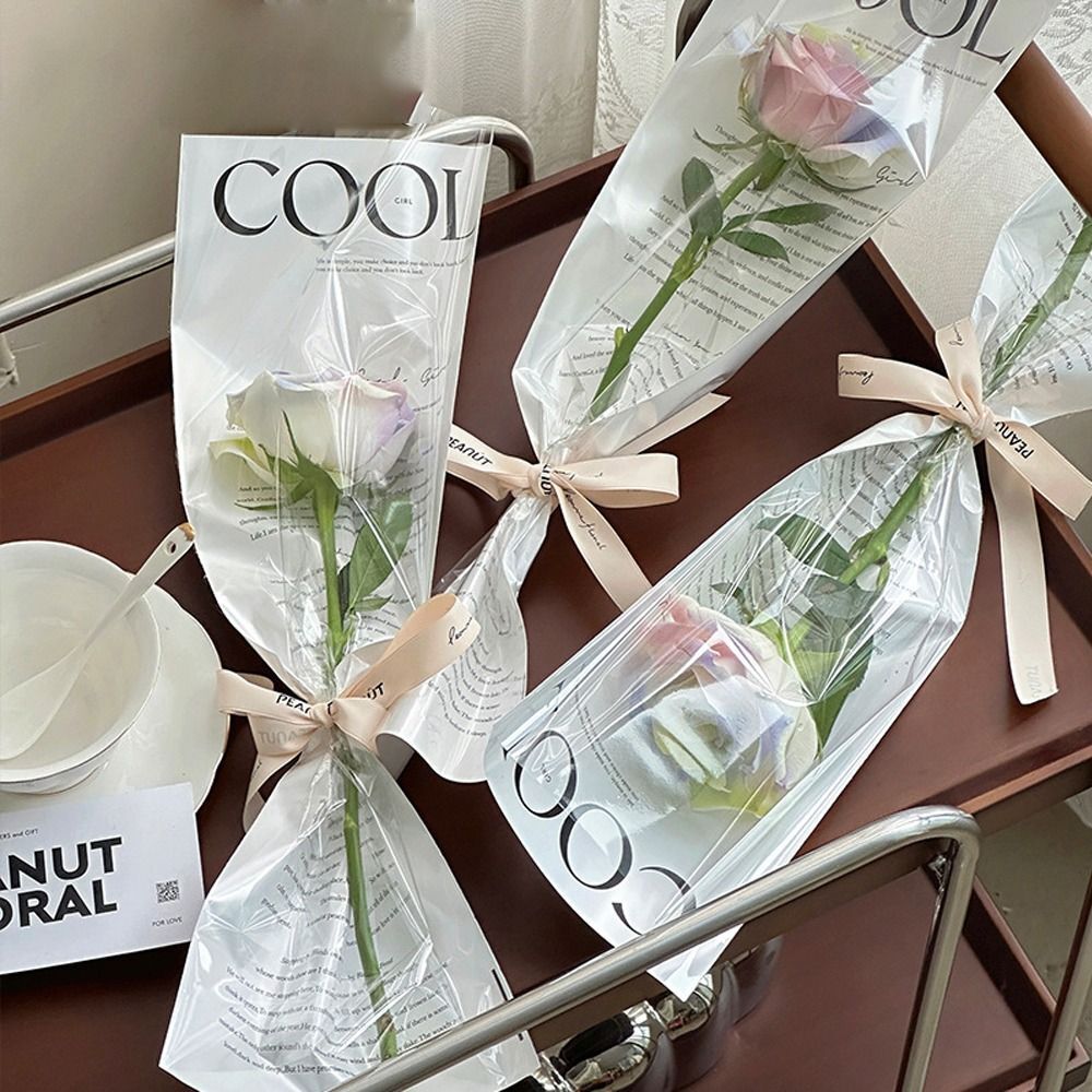 20PCS Transparent Bouquet Packing Bag Flower Packaging Bag Valentine's ...