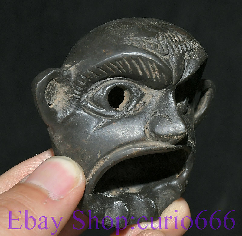 3" Rare Old Tibetan Bronze Buddhism Monkey Head Incense Burners Censer ...