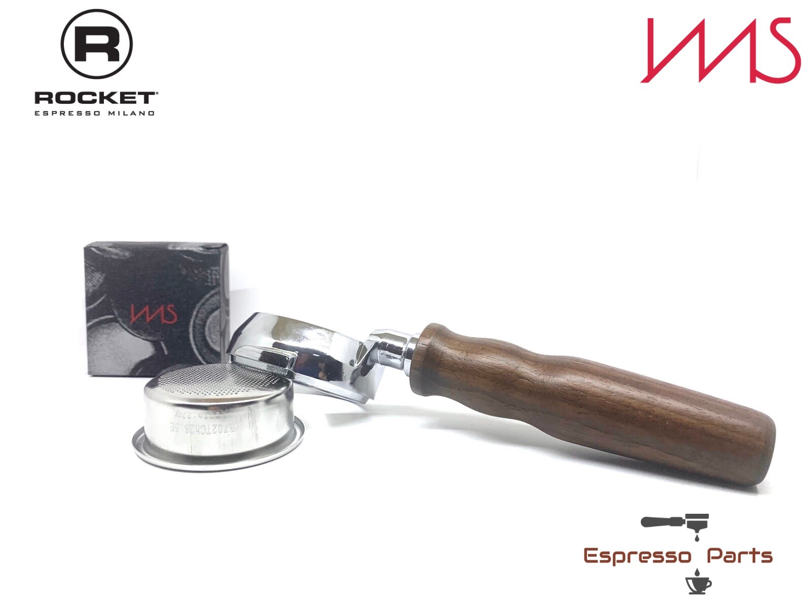 Rocket Bottomless Portafilter Wooden Handle E61 58mm with IMS 18/22 g ...